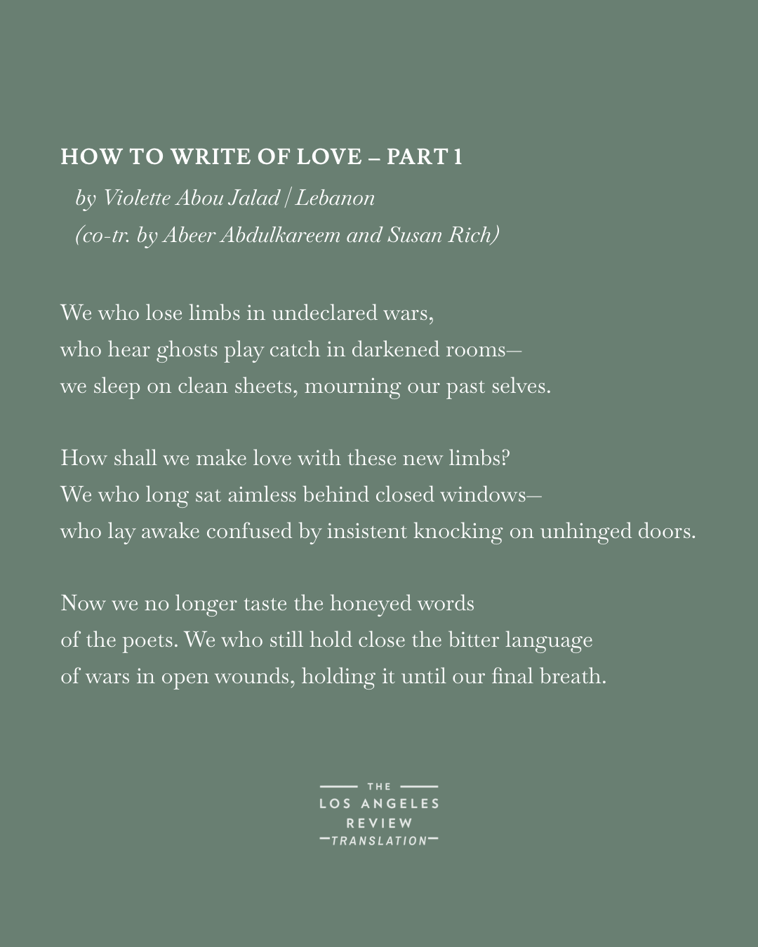 Arabic Poems in Translation, Part 1 - The Los Angeles Review The Los ...